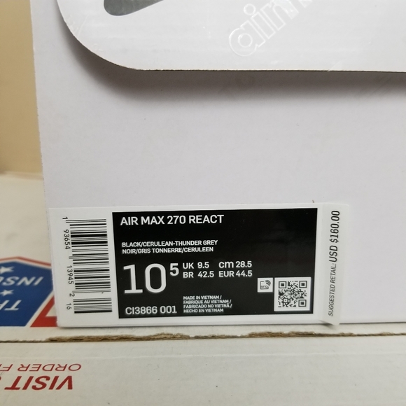 Nike | Shoes | New Nike Air Max 27 React Black Cerulean Thunder Grey ...